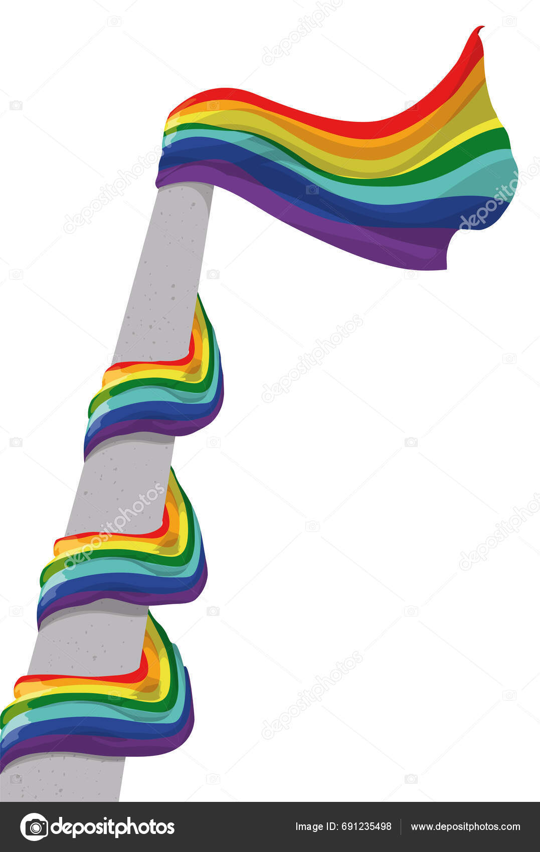 Isolated Rainbow Flag Curve Cartoon Style White Background Stock Vector ...