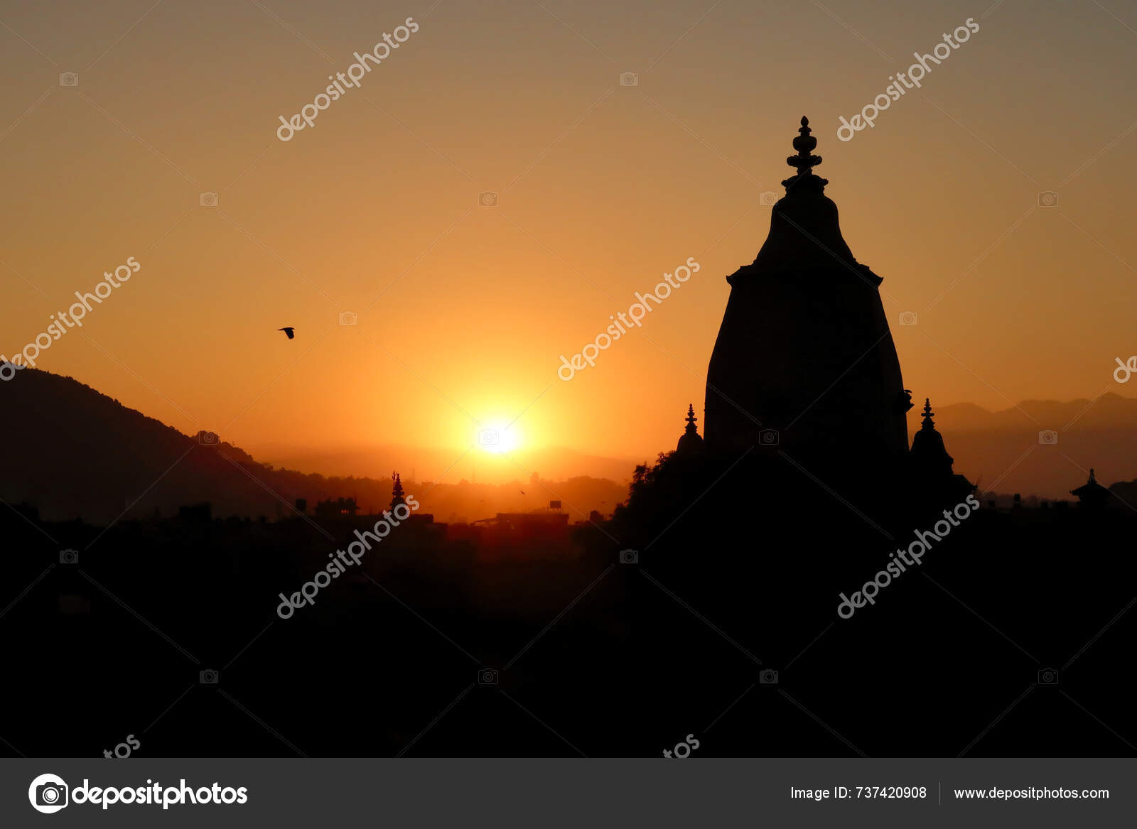 Silhouette Contour Shilu Silu Mahadeva Mahadev Temple Skyline Old Town ...