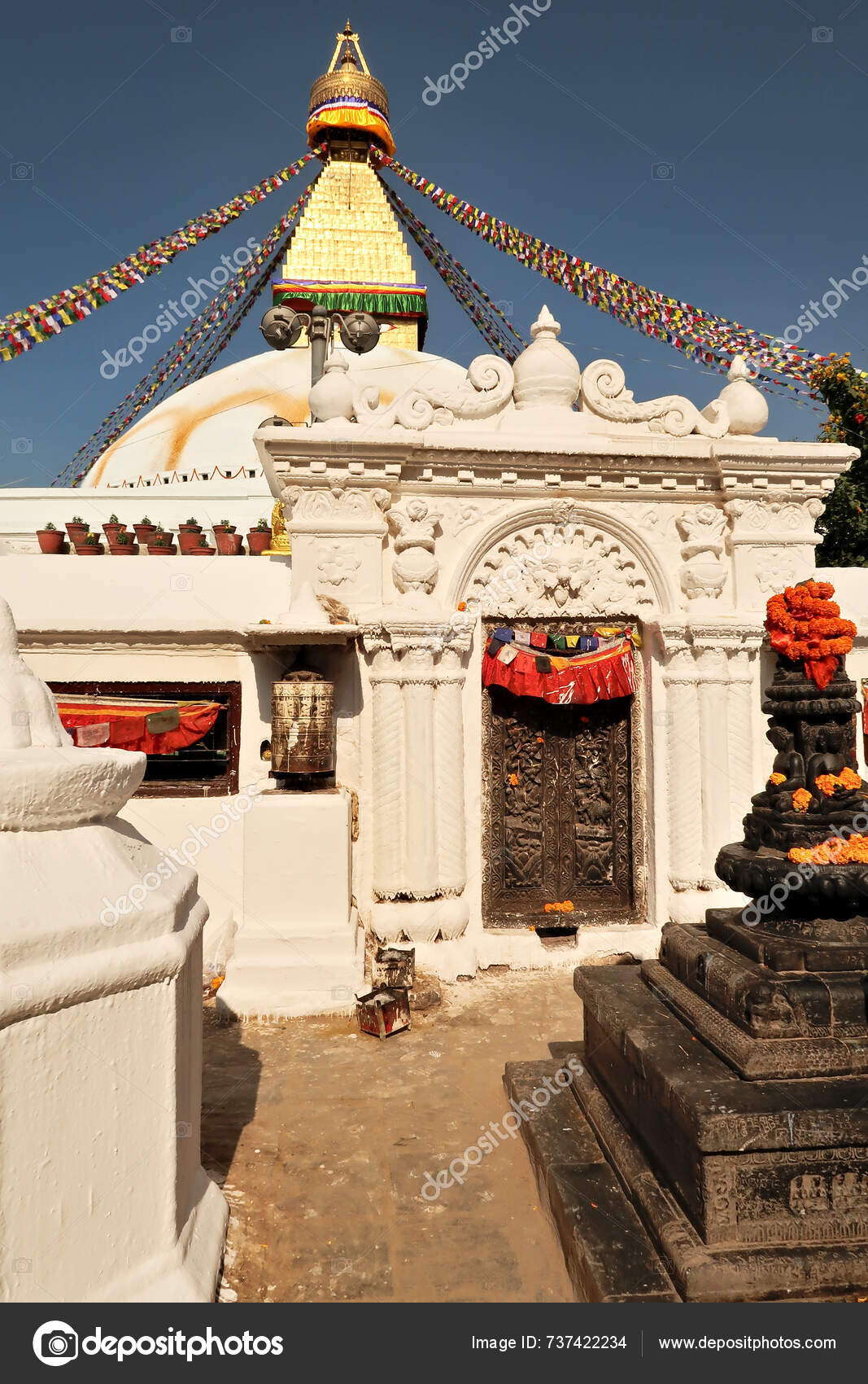 Entrance Door Gate Boudhanath Stupa Decorated Carvings Sculptures ...