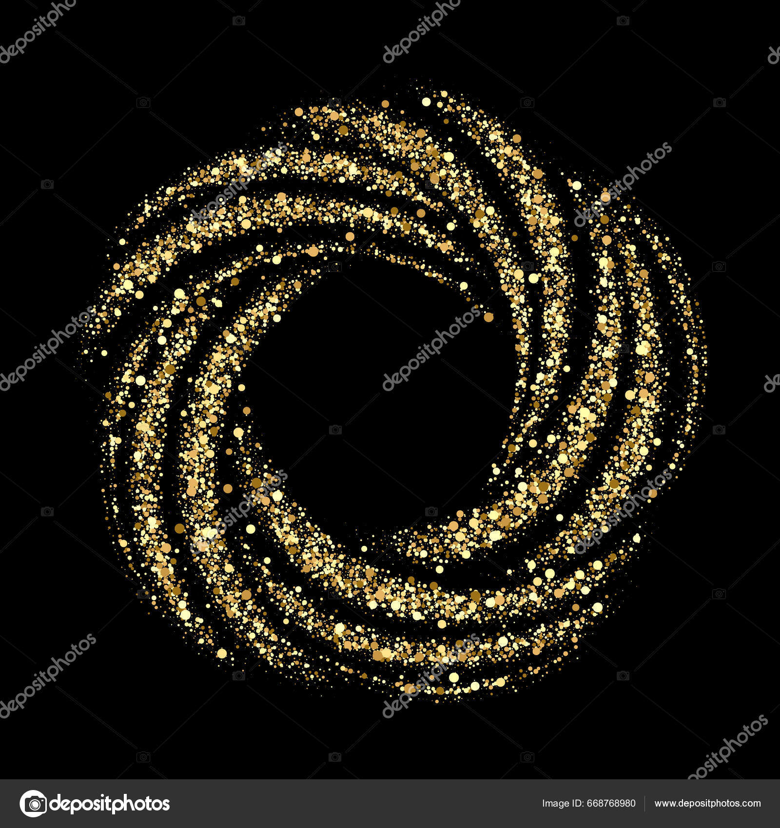 Destello Dorado Vuela Círculo Anillo Brillante Efecto Rotación ...