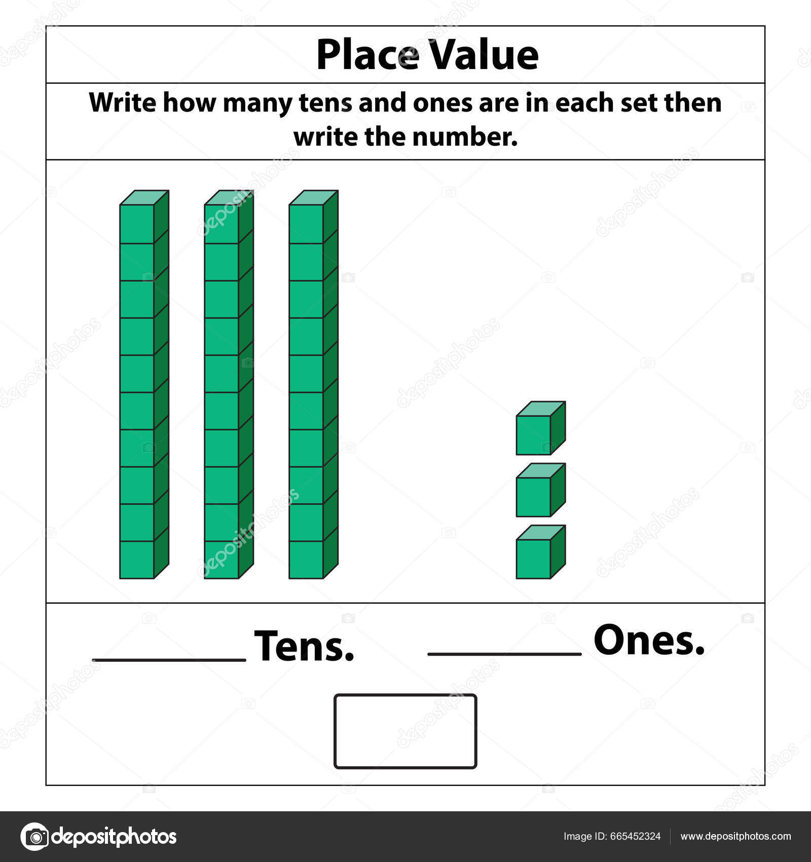 Tempat Nilai Ratusan Puluhan Dan Satu Blok Dan Satu Blok Vektor Stok ...