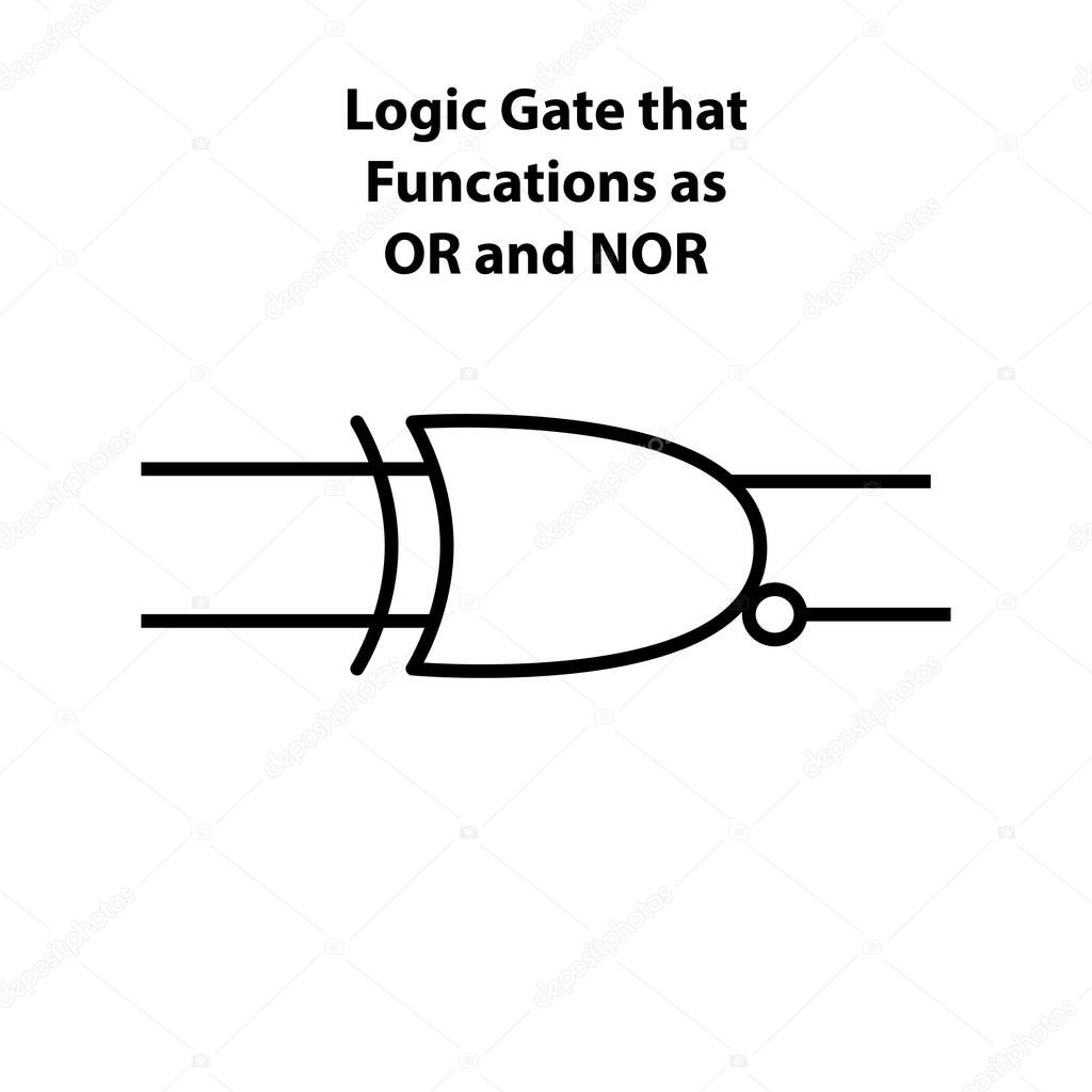 Puerta lógica O y NOR no el inversor. símbolo electrónico. Ilustración ...