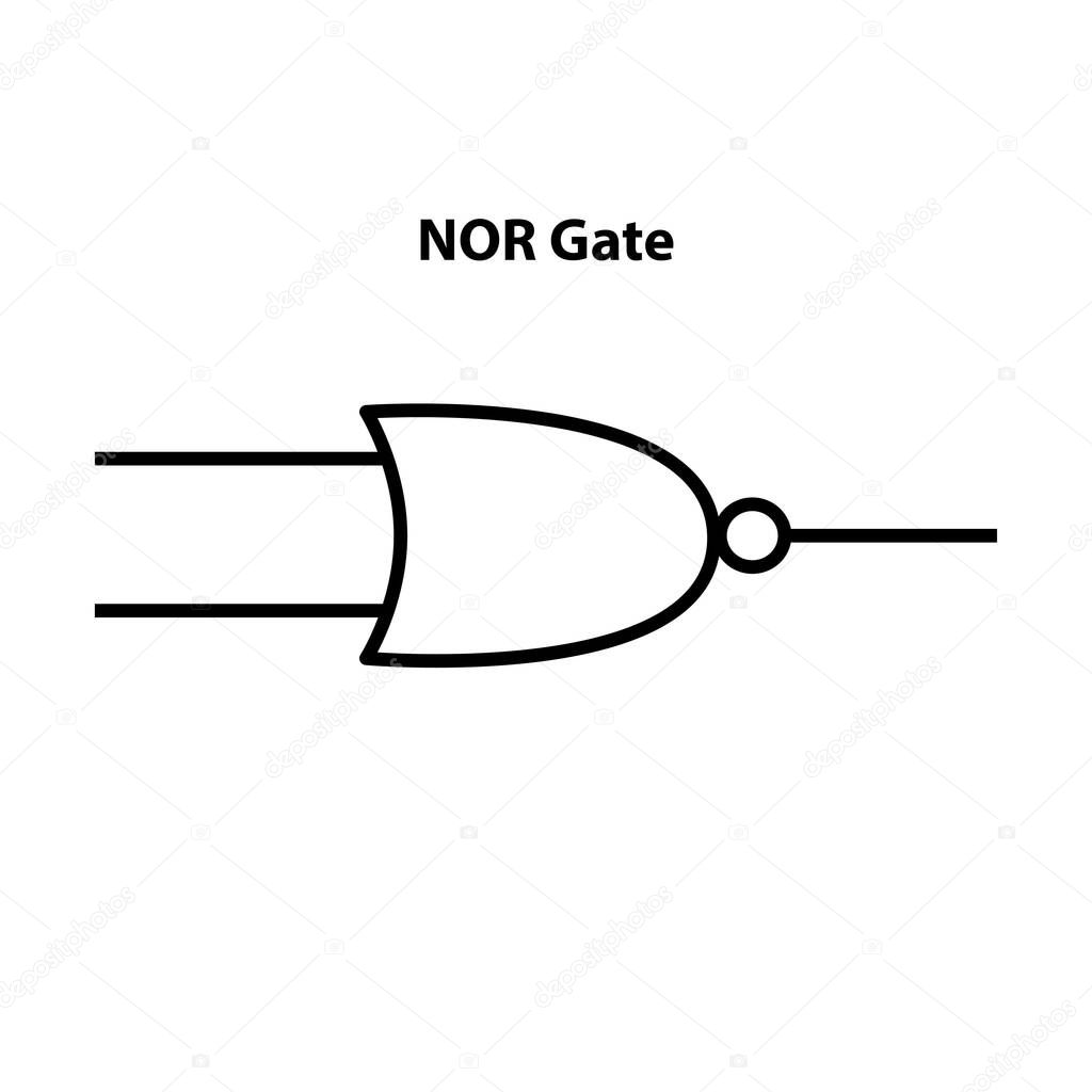 Puerta NOR. símbolo electrónico. Ilustración de los símbolos básicos ...
