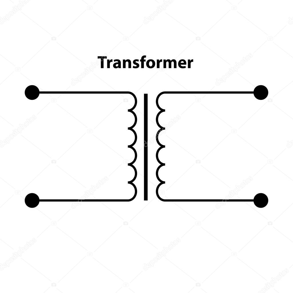 Transformador. símbolo electrónico. Ilustración de los símbolos básicos del circuito. Símbolos ...