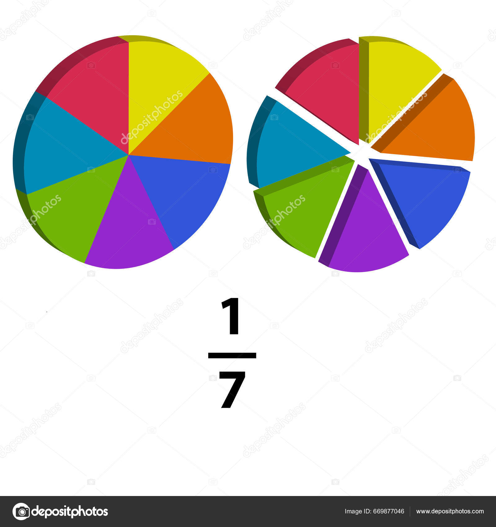 Fraction Pie Divided One Six Slice Each Showing Math Fractions Stock ...