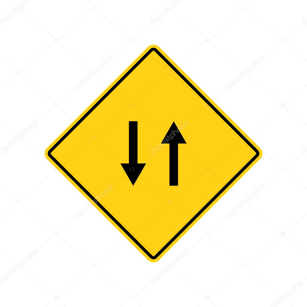 Señal amarilla de tráfico: flecha arriba hacia abajo señal de flecha ...