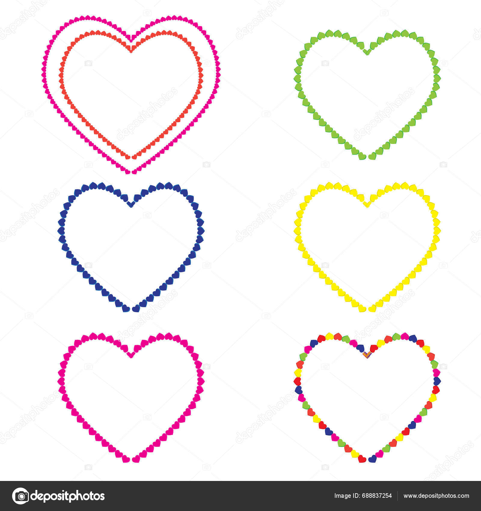 Hearten Shape Hearten Set Vector Illustration Color Full Hearts Stock ...