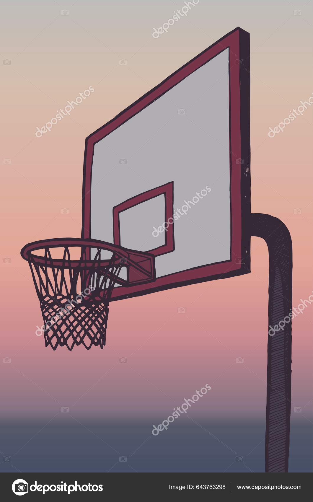 Basketball Backboard Vector Basketball Hoop Illustration Vector Stock