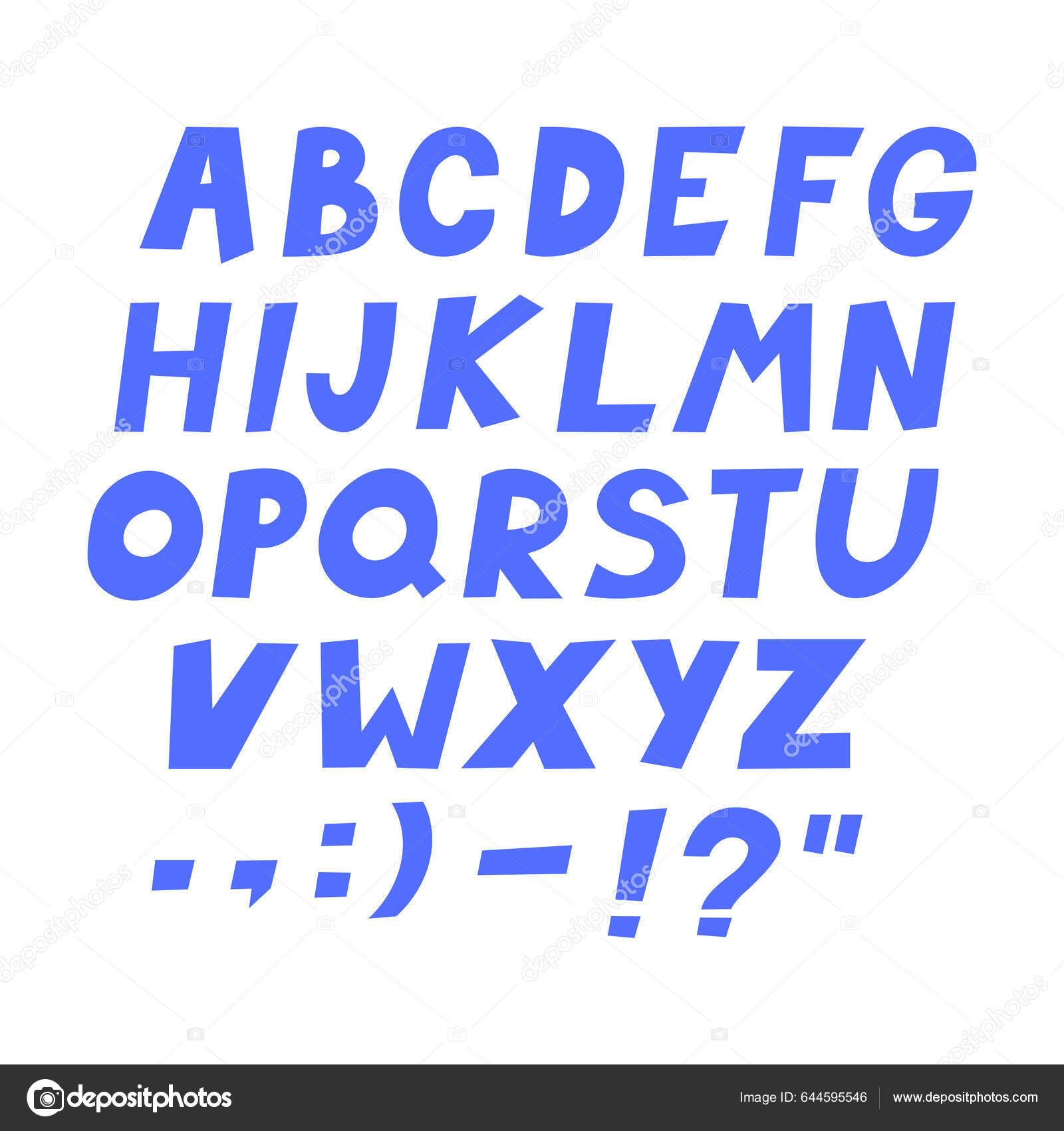 Letters Funny Hand Drawn Children Alphabet Colored Bold Italic Font ...