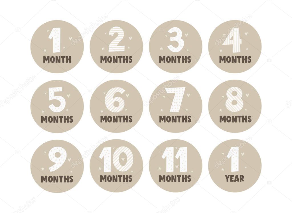 Conjunto de pegatinas de letras vectoriales hoy tengo 1, 2, 3, 4, 5, 6 ...