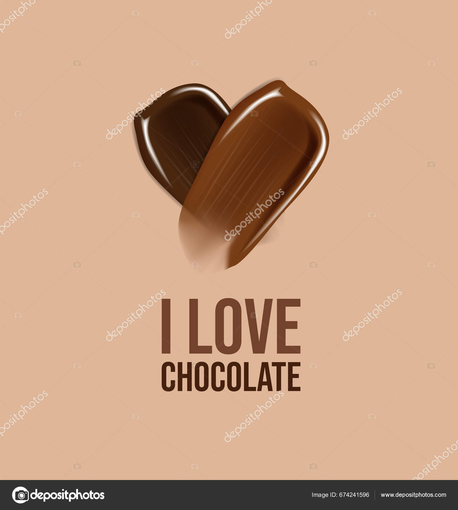 Realistic Smear Chocolate Light Background Love Chocolate Card Stock ...