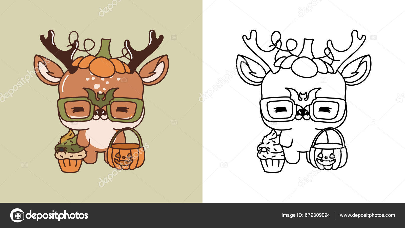 Kawaii Clipart Halloween Peura Kuvitus Väritys Sivu Hauska Kawaii ...