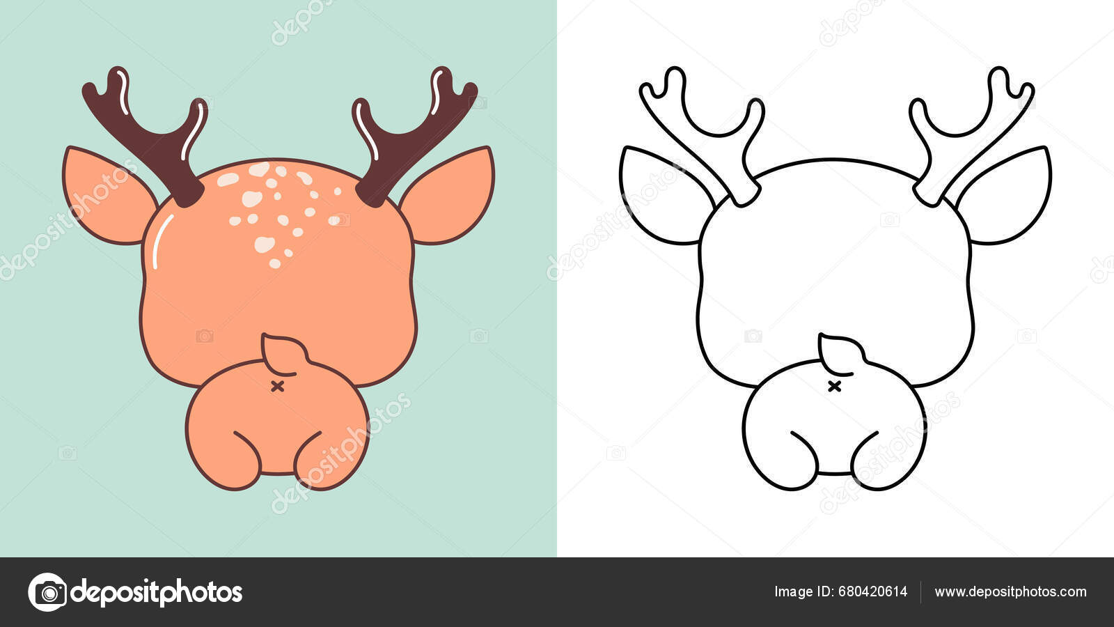 Clipart Venado Dibujos Animados Para Colorear Página Ilustración Clip ...