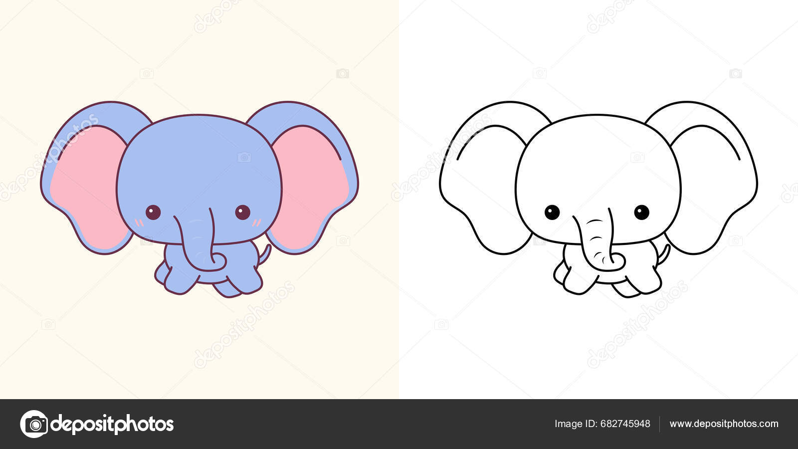Lindo Aislado Bebé Elefante Ilustración Para Colorear Página Clip Dibujos Vector de stock ...