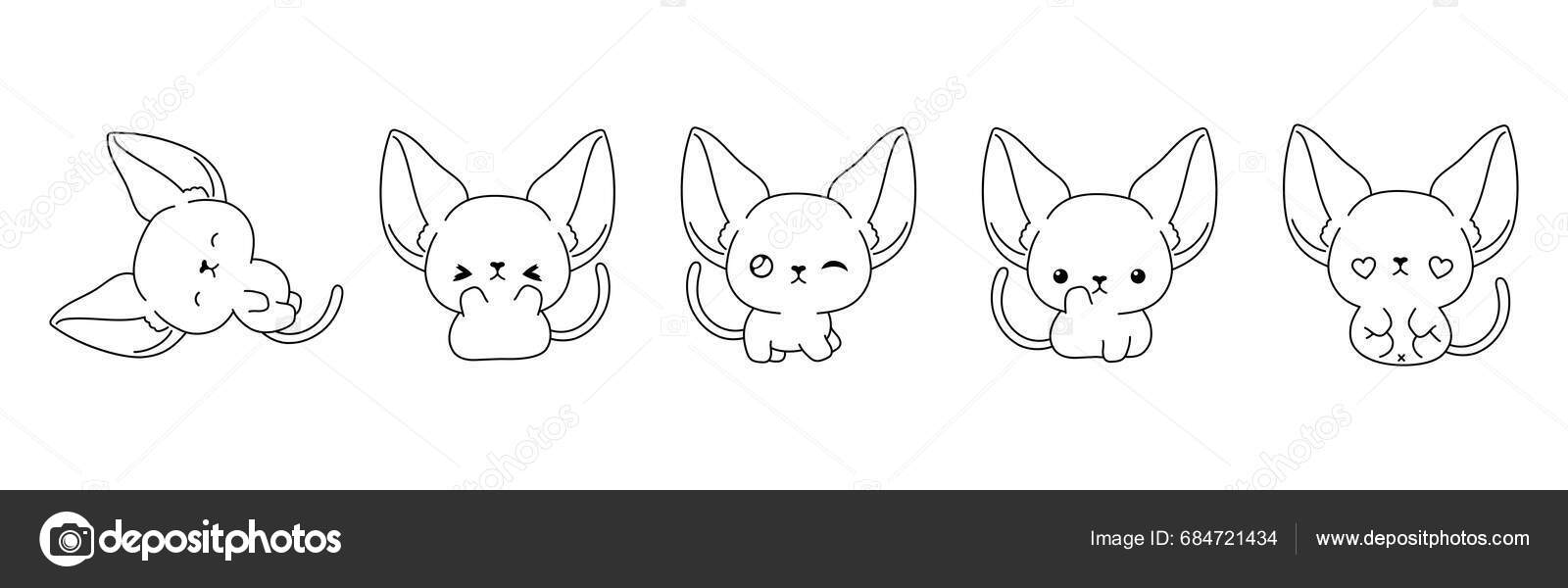 Joukko Vektori Sarjakuva Vauva Kissa Väritys Sivu Kokoelma Kawaii ...