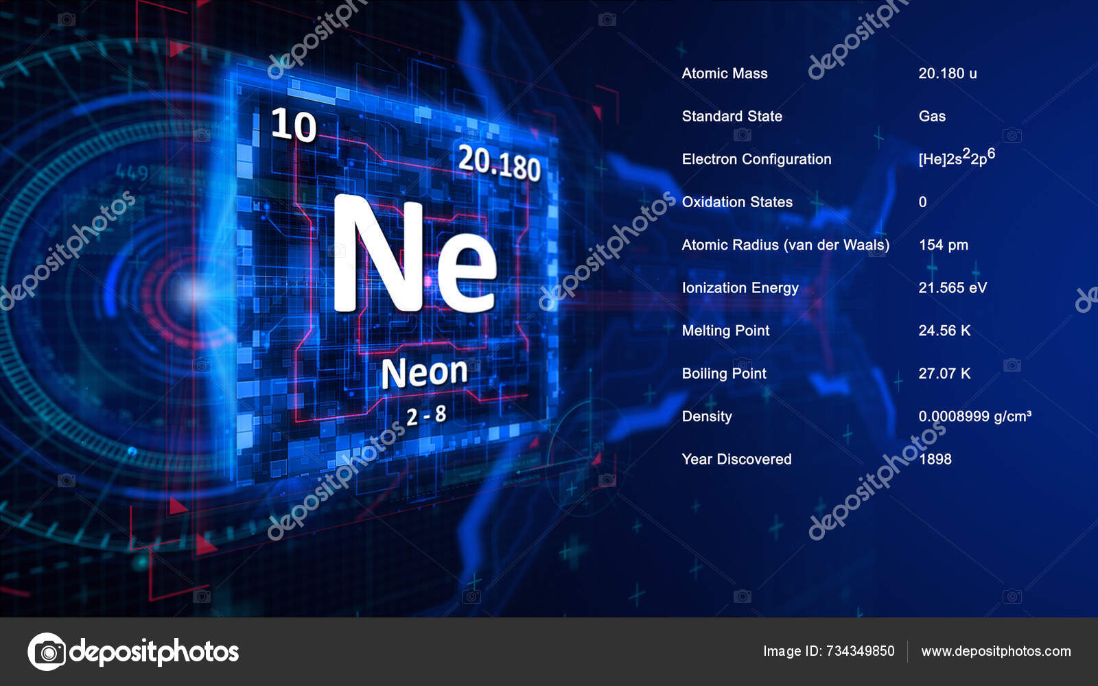 Modern Periodic Table Element Neon Illustration — Stock Photo ...