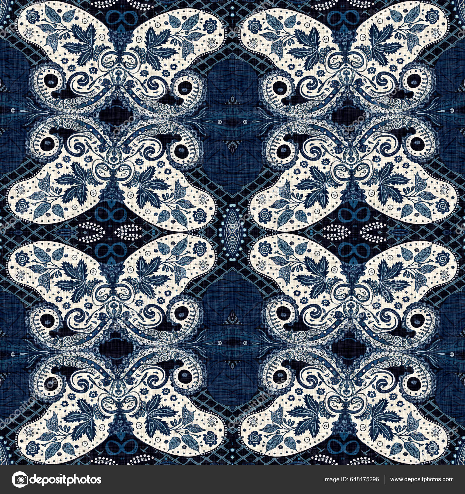 Seamless Boho Denim Blue Design Fashion Masculine Wall Paper Retro ...