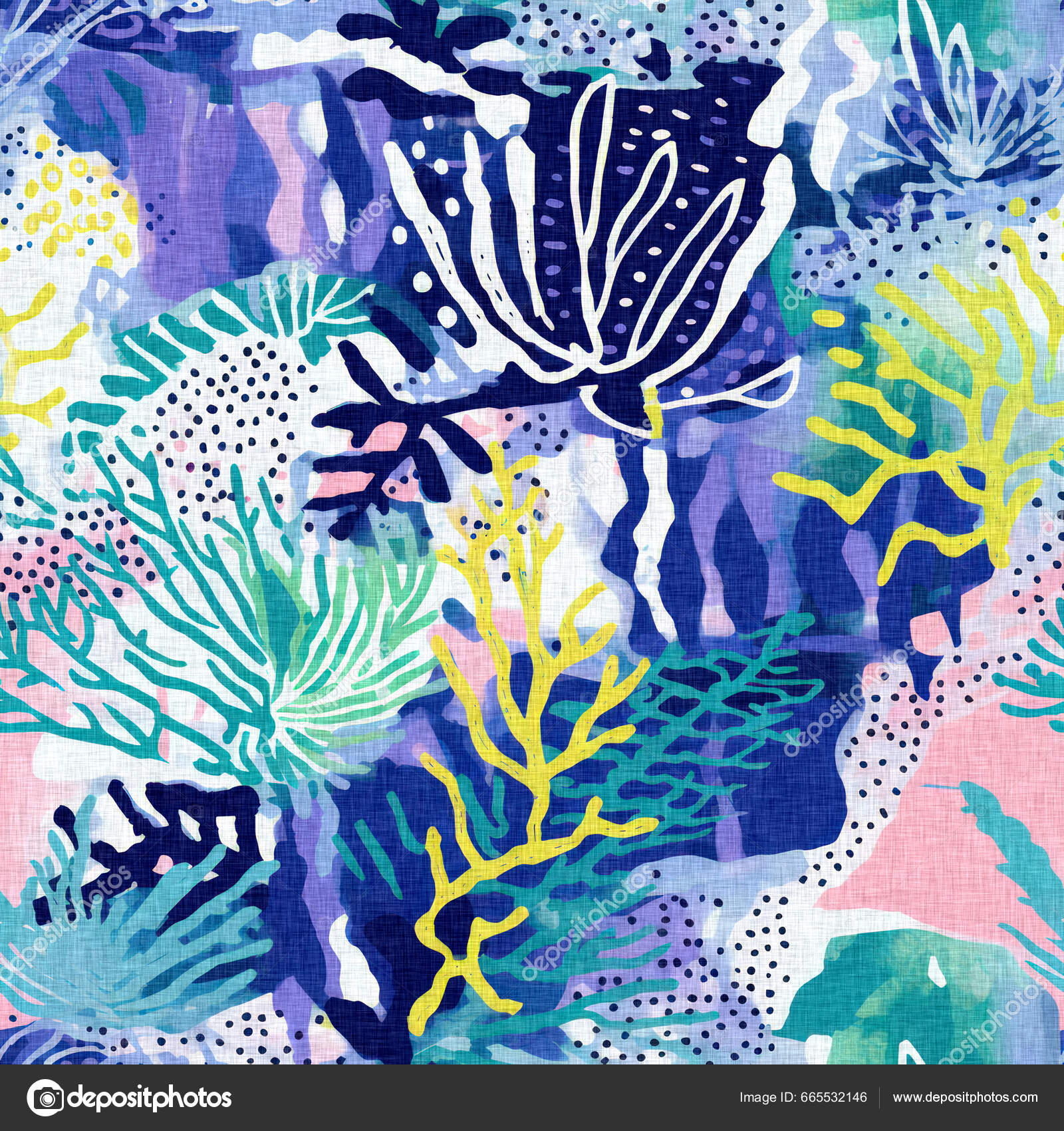 Seamless Trendy Underwater Kelp Seaweed Repeat Background Tropical ...