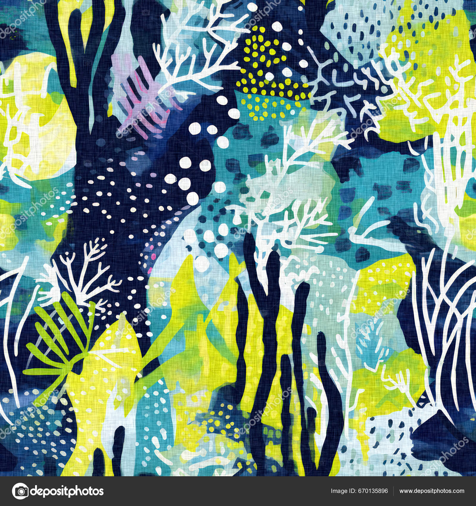 Seamless Trendy Underwater Kelp Seaweed Repeat Background Tropical ...