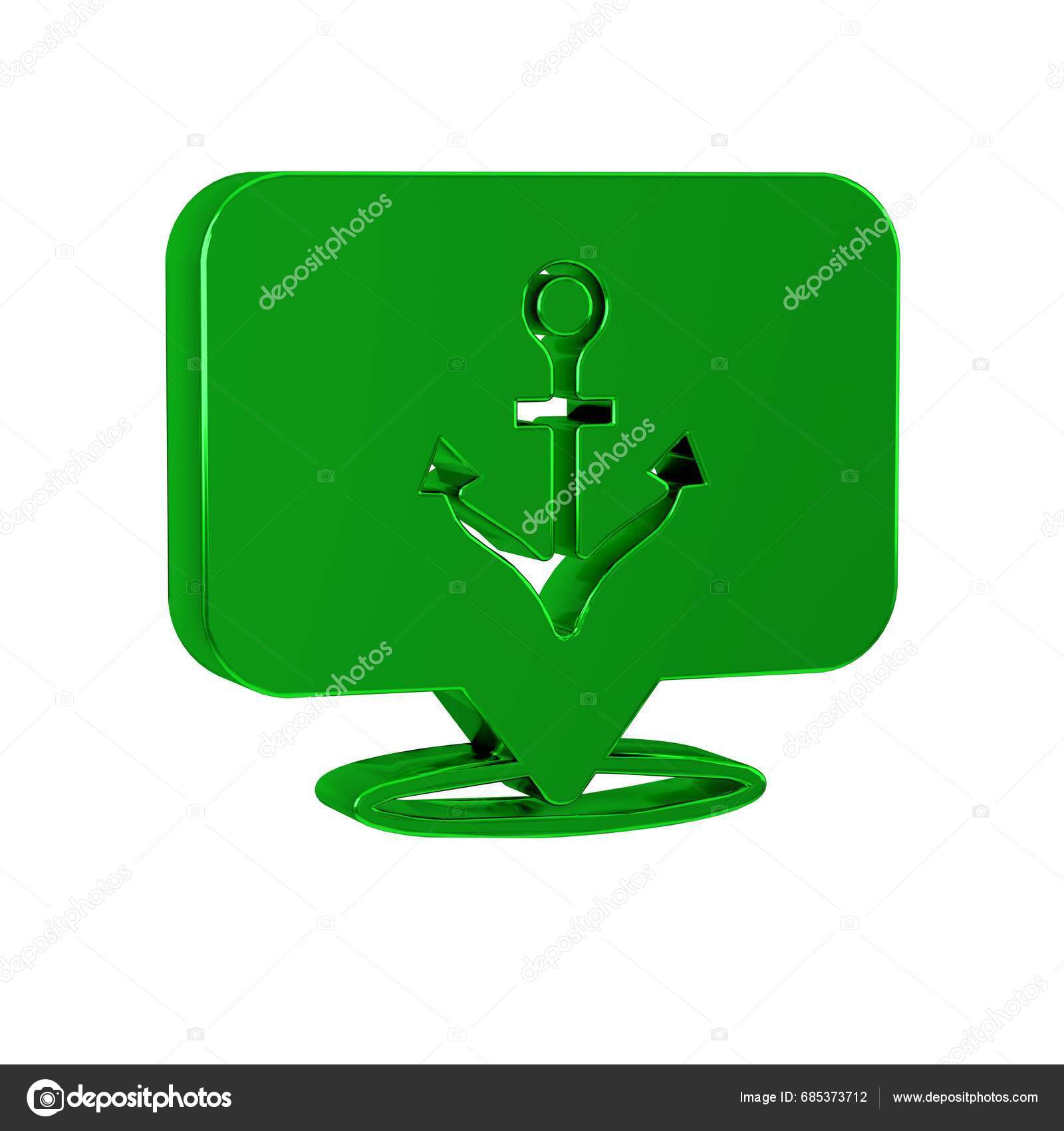 Green Anchor Icon Isolated Transparent Background Stock Photo by ...