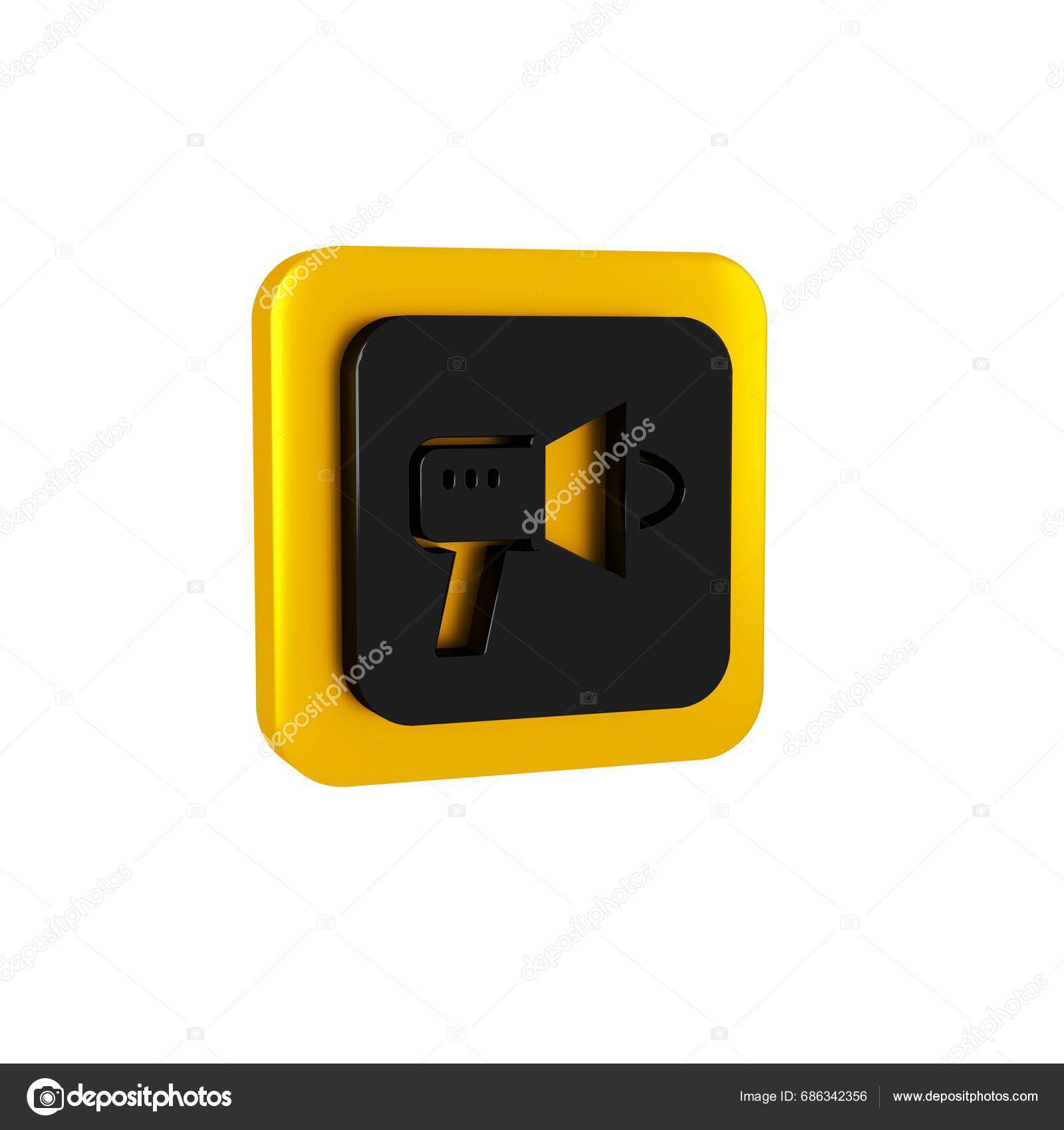 Black Megaphone Icon Isolated Transparent Background Speaker Sign ...