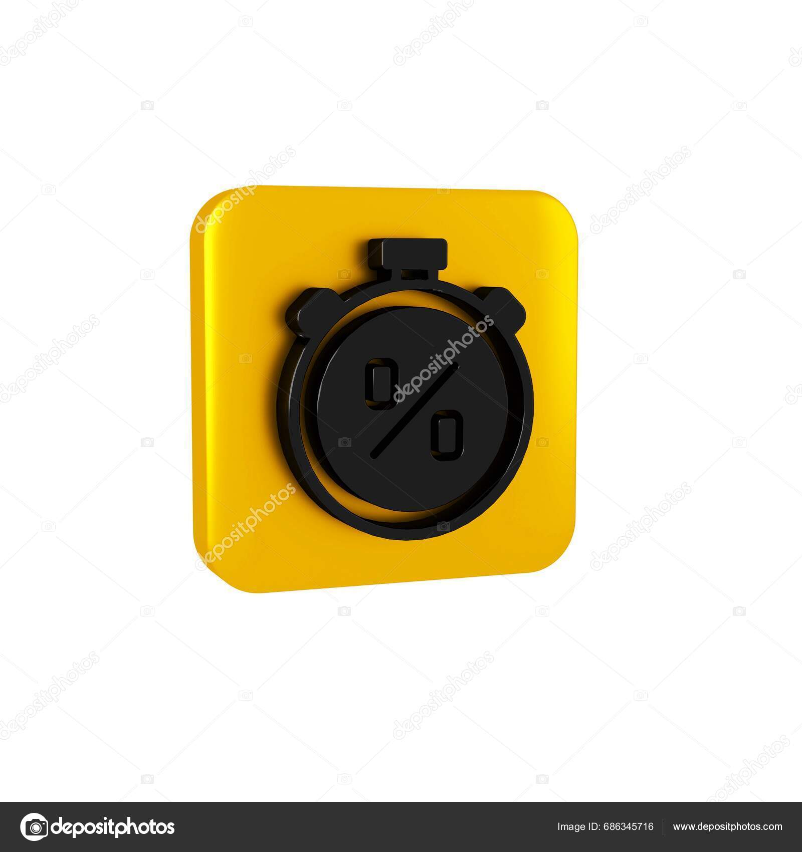 Black Stopwatch Percent Discount Icon Isolated Transparent Background ...