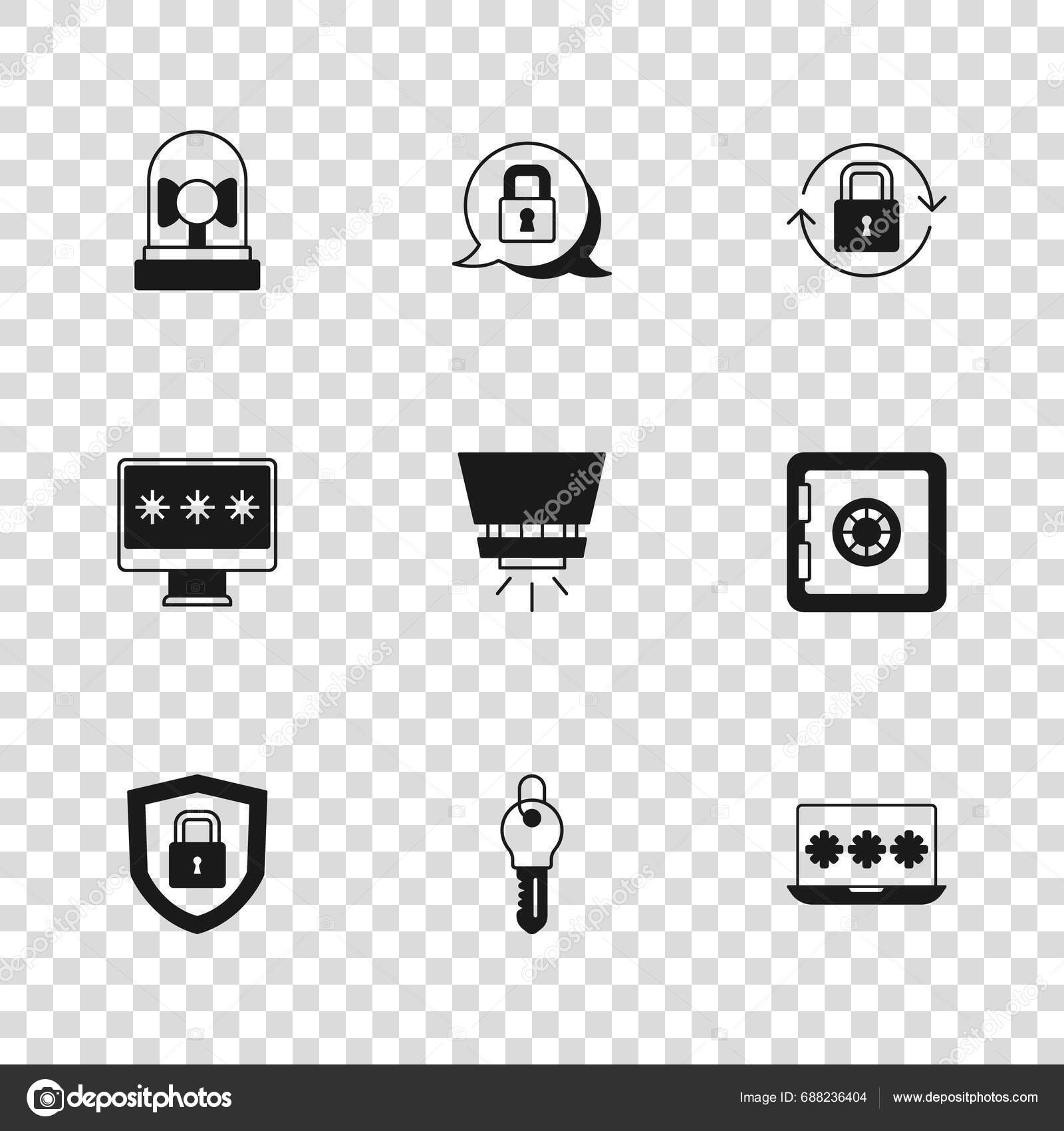 Set Key Safe Laptop Password Fire Sprinkler System Lock Ringing Stock Vector By ©vectoriryna