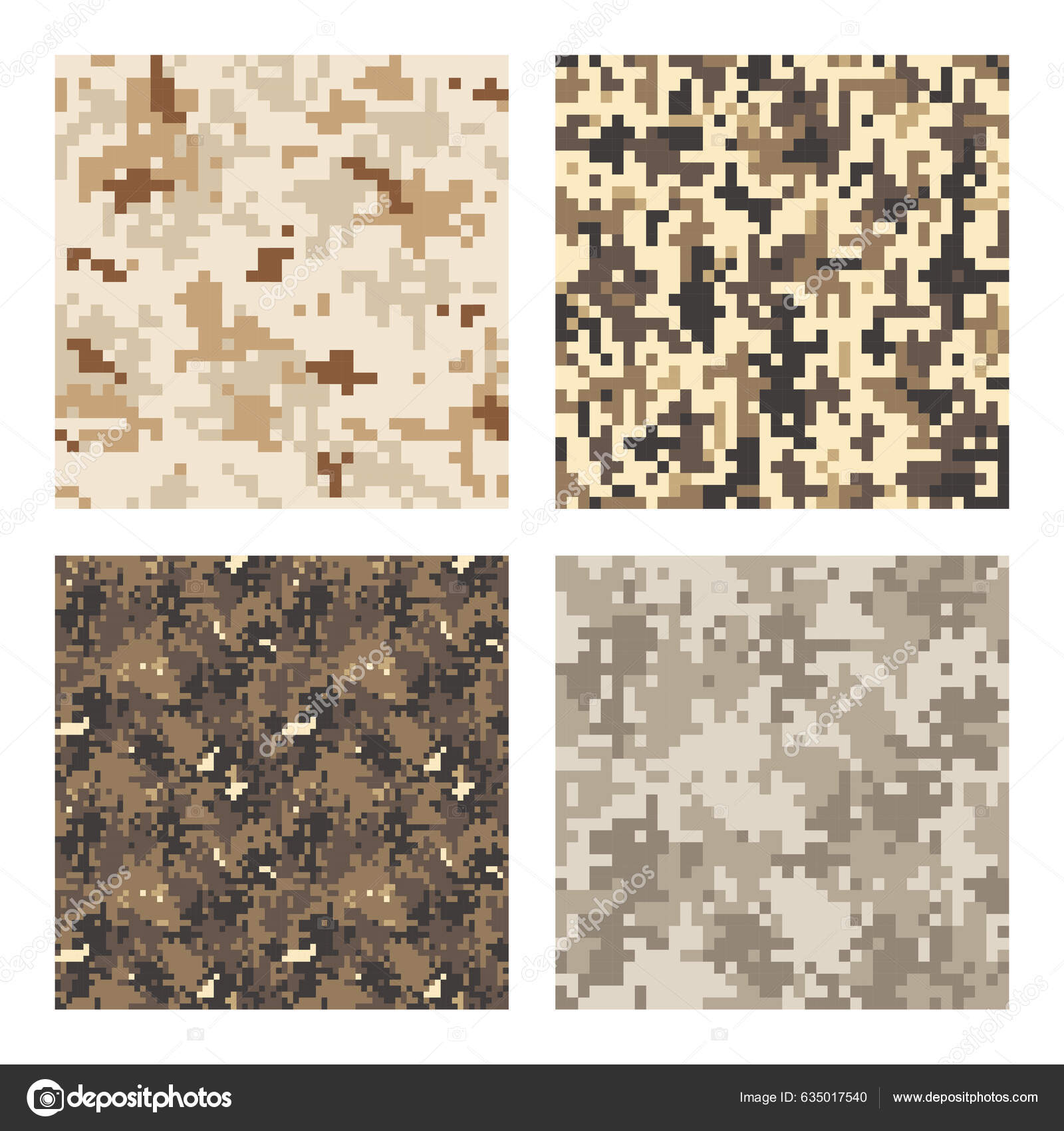 Camouflage Seamless Pattern Comparison Different Types Camo Khaki Sand ...