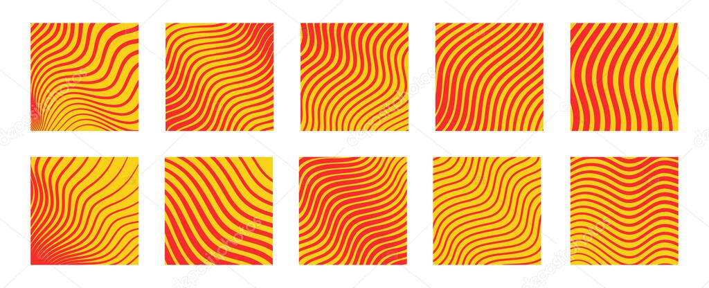 Set con Ondas en estilo bandera de Cataluña, Senyera. Rayas rojas sobre ...