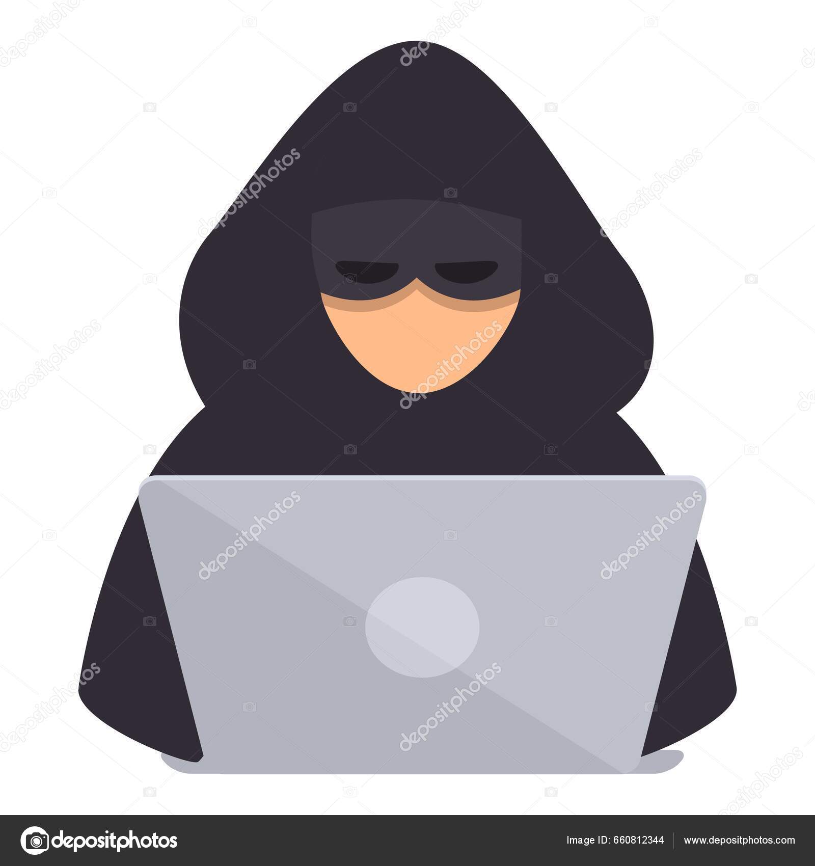 Hacker Trabajo Icono Vector Dibujos Animados Ciberataque Estafa Línea ...