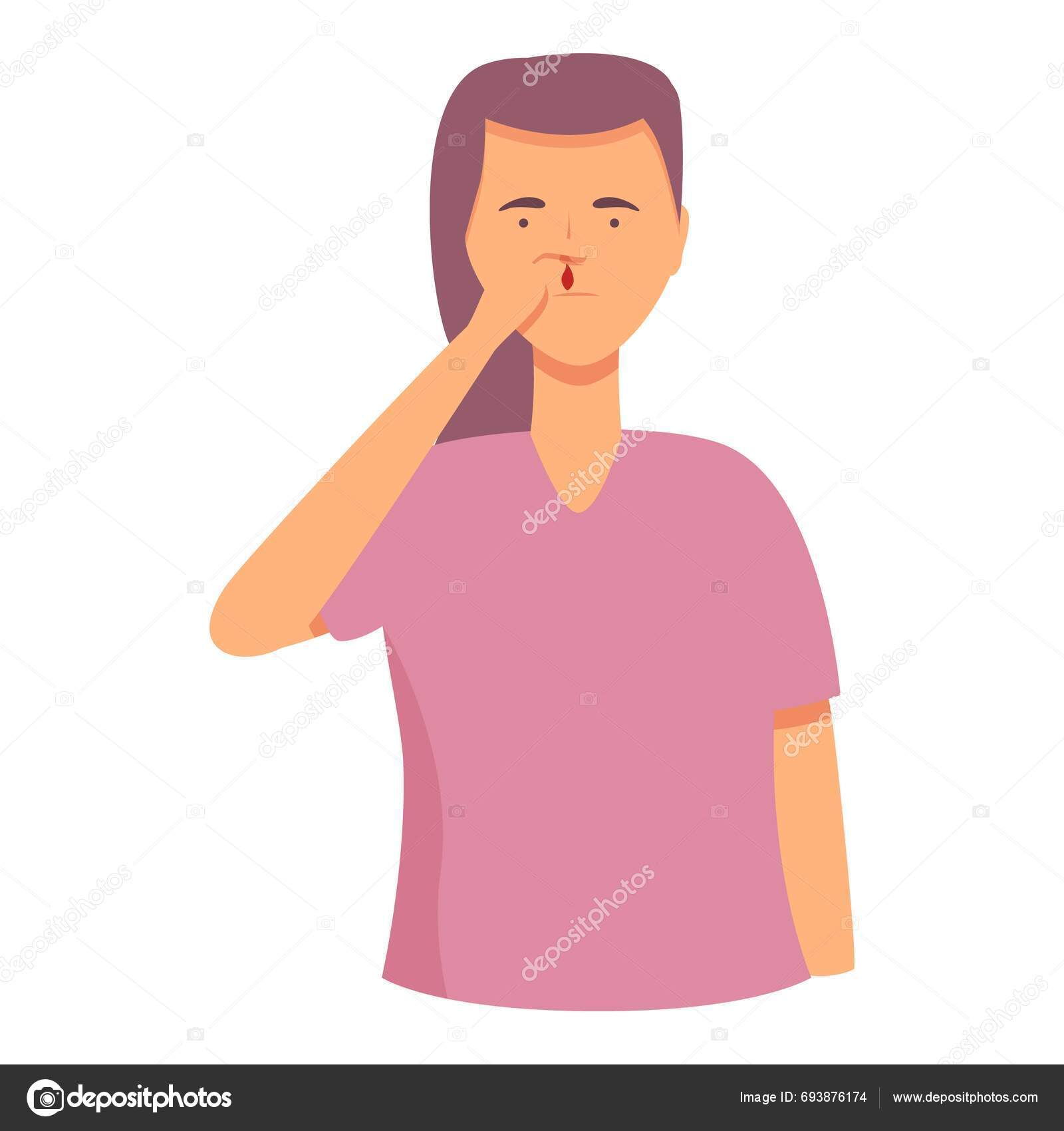 Patient Nosebleed Icon Cartoon Vector Vital Fluid Face Head Patient Stock Vector by ...
