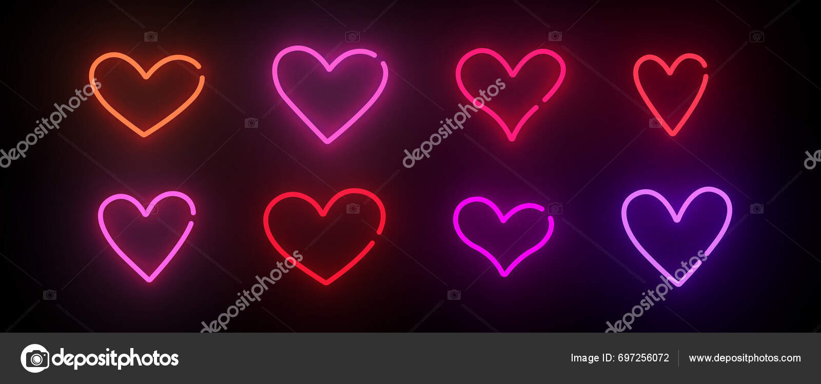 Signo Neón Del Corazón Letrero Brillante Banner Luz Corazón San Vector ...