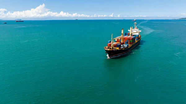 cargo logistics container ship sailing in green sea to import export ...