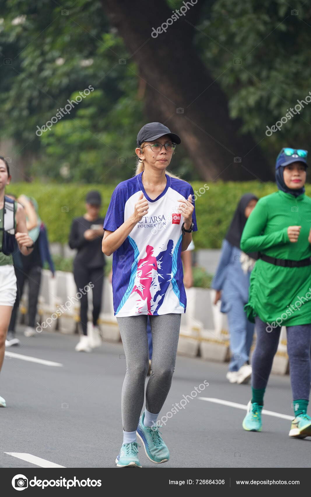 Jakarta Indonesia June 2024 Asian People Jogging Sudirman Thamrin Area ...
