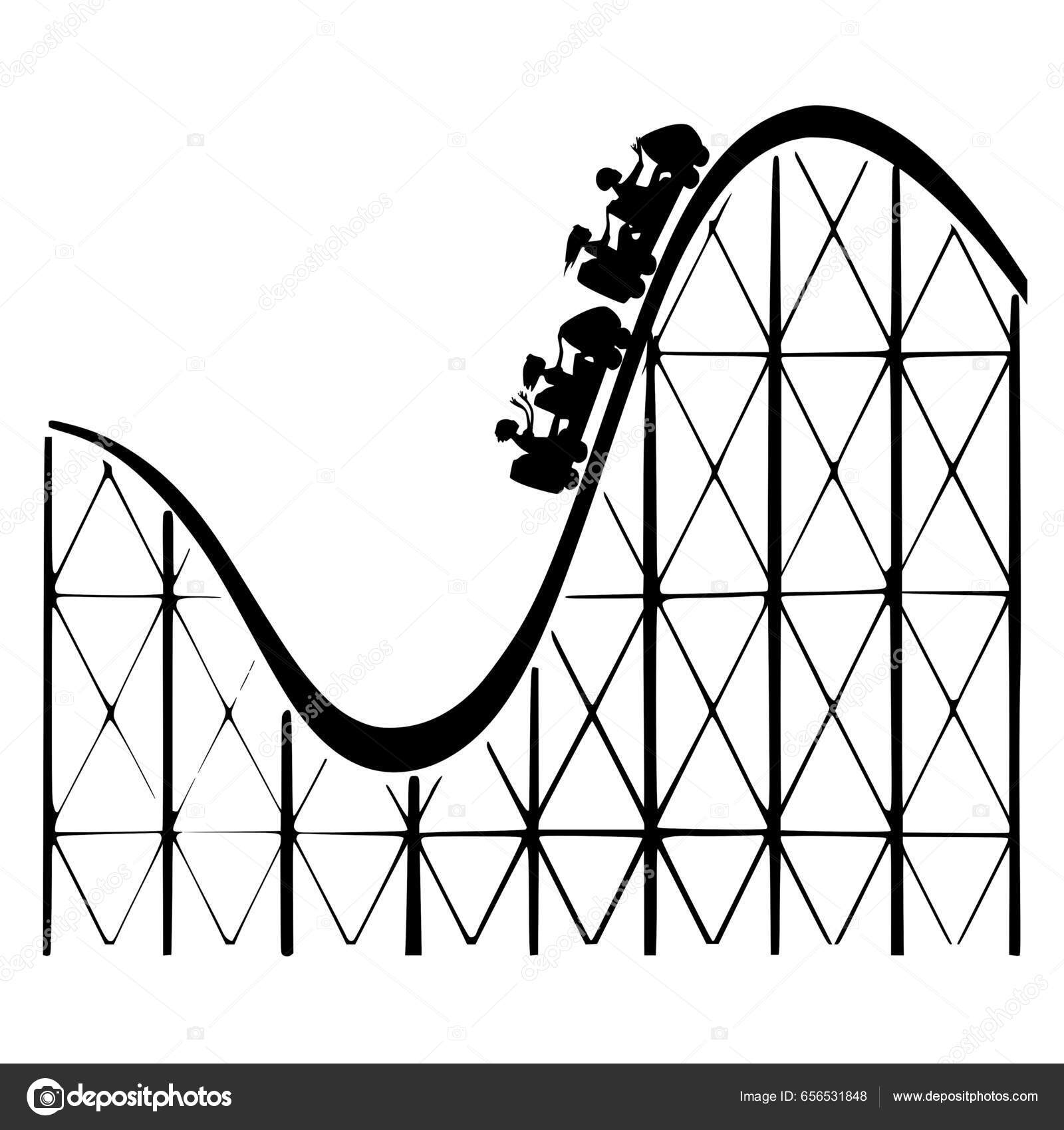 Silueta Vectorial Montaña Rusa Sobre Fondo Blanco Vector de stock ...