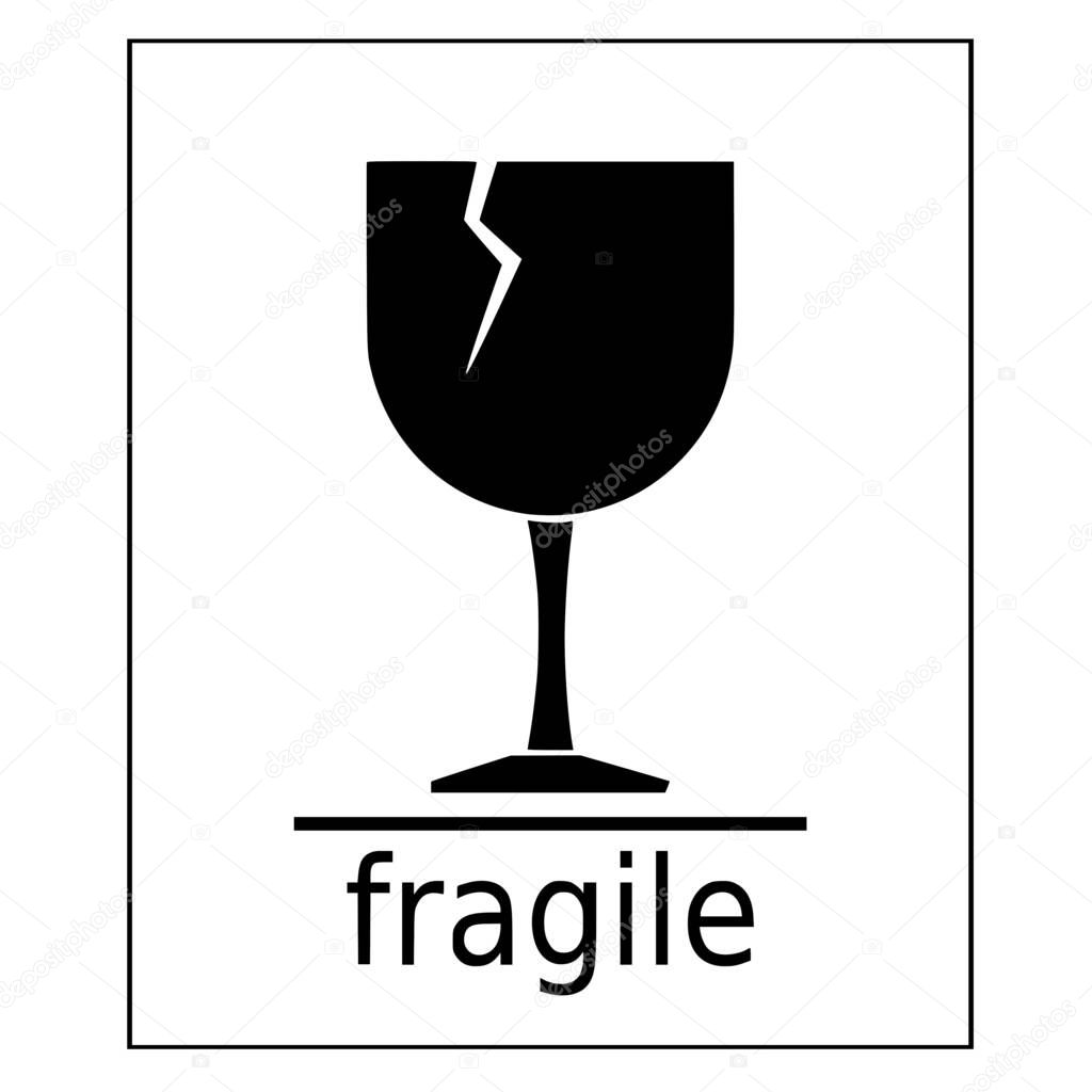 Silueta vectorial de frágil sobre fondo blanco 2023