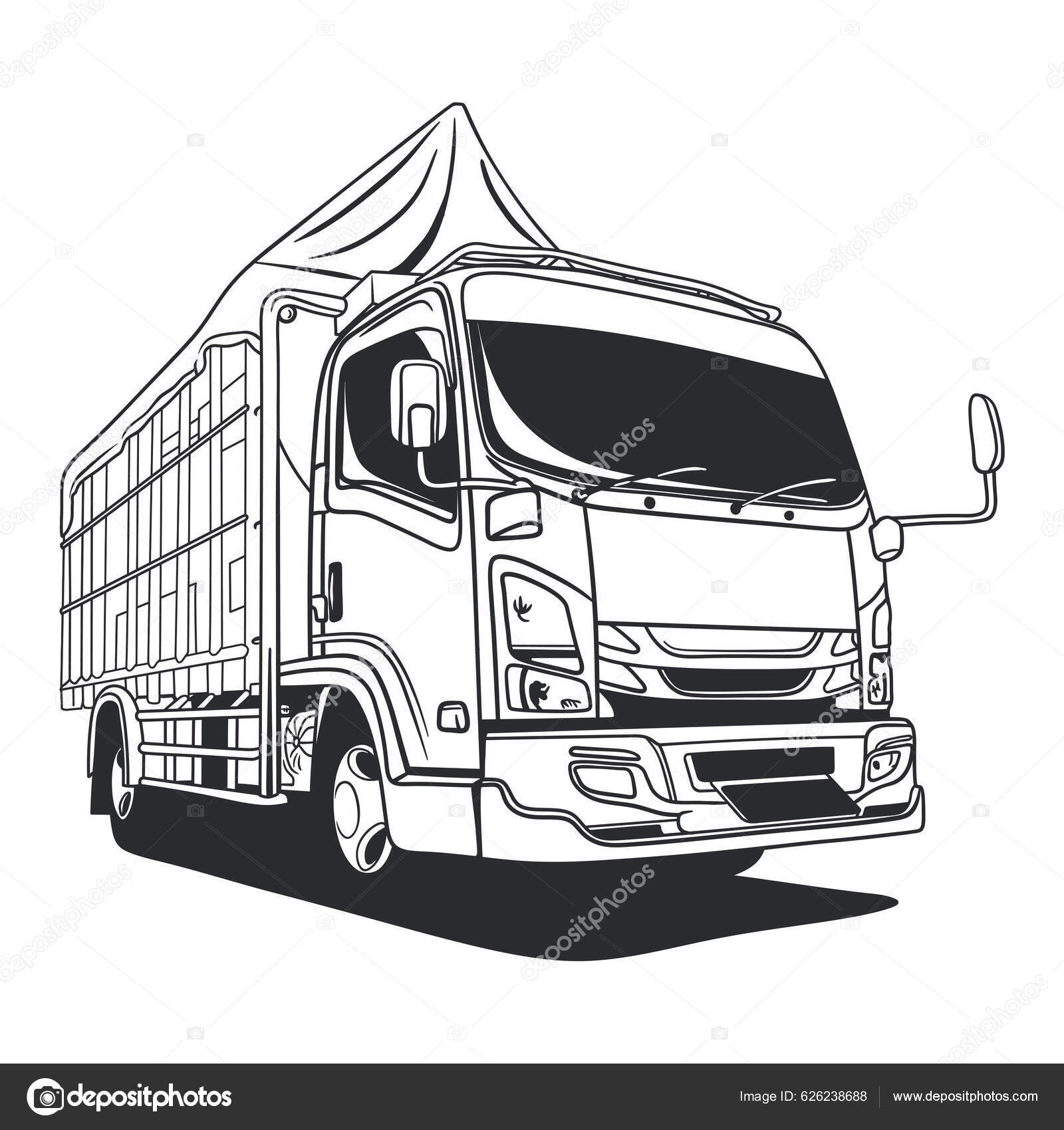 Camión De Reparto Clipart En Blanco Y Negro Camión Blanco Negro