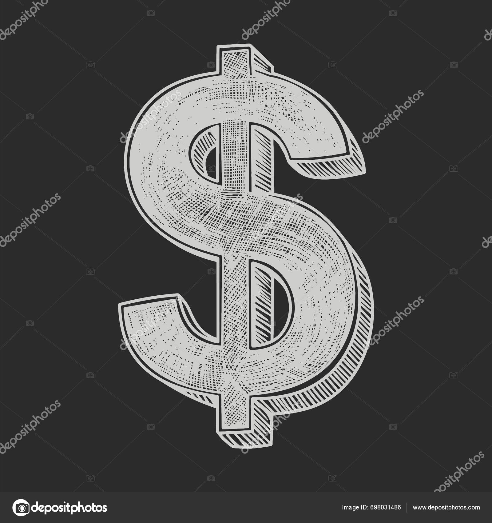 Dollar Sign Hand Drawn Sketch Style Vector Illustration Isolated Black ...