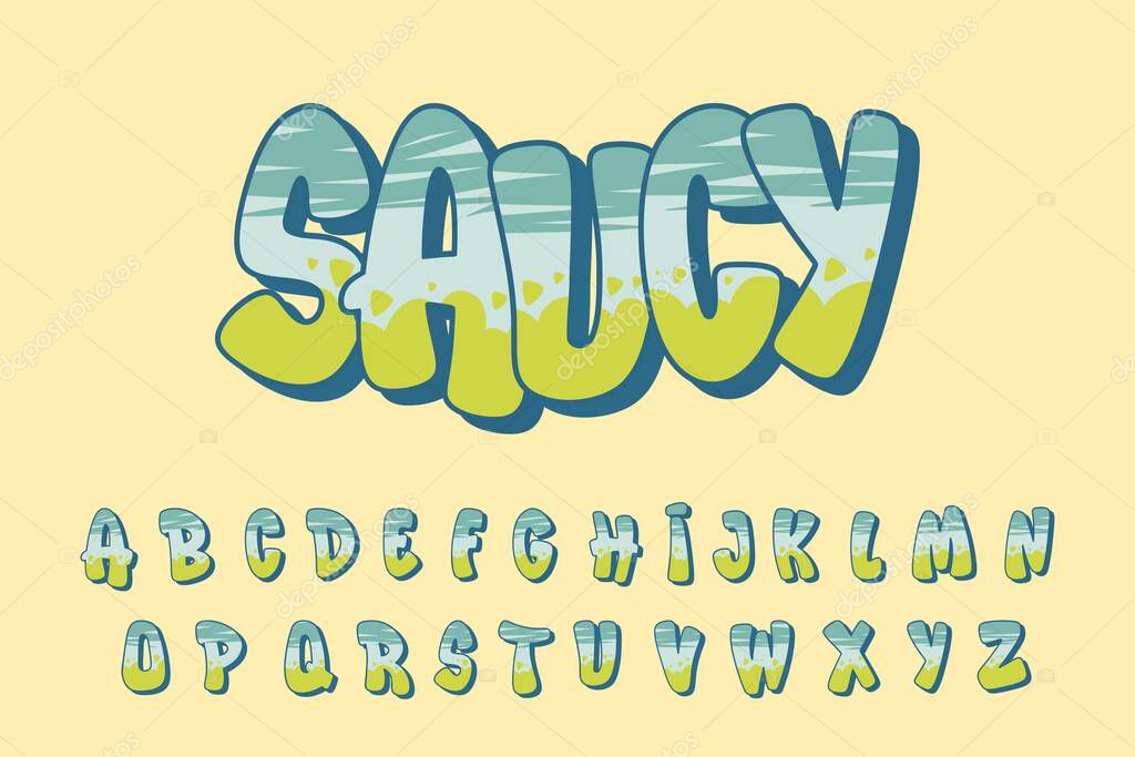 Alfabeto Simple Moderno Verde Azul Graffiti Tipo Fuente Vector Dibujos ...