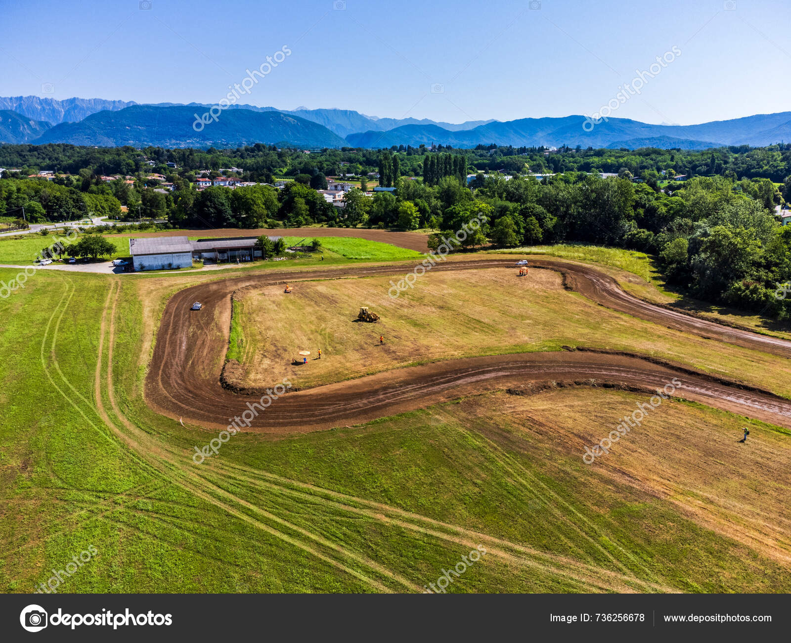 Aerial View Autocross Race Green Field — Stock Photo © directornico ...