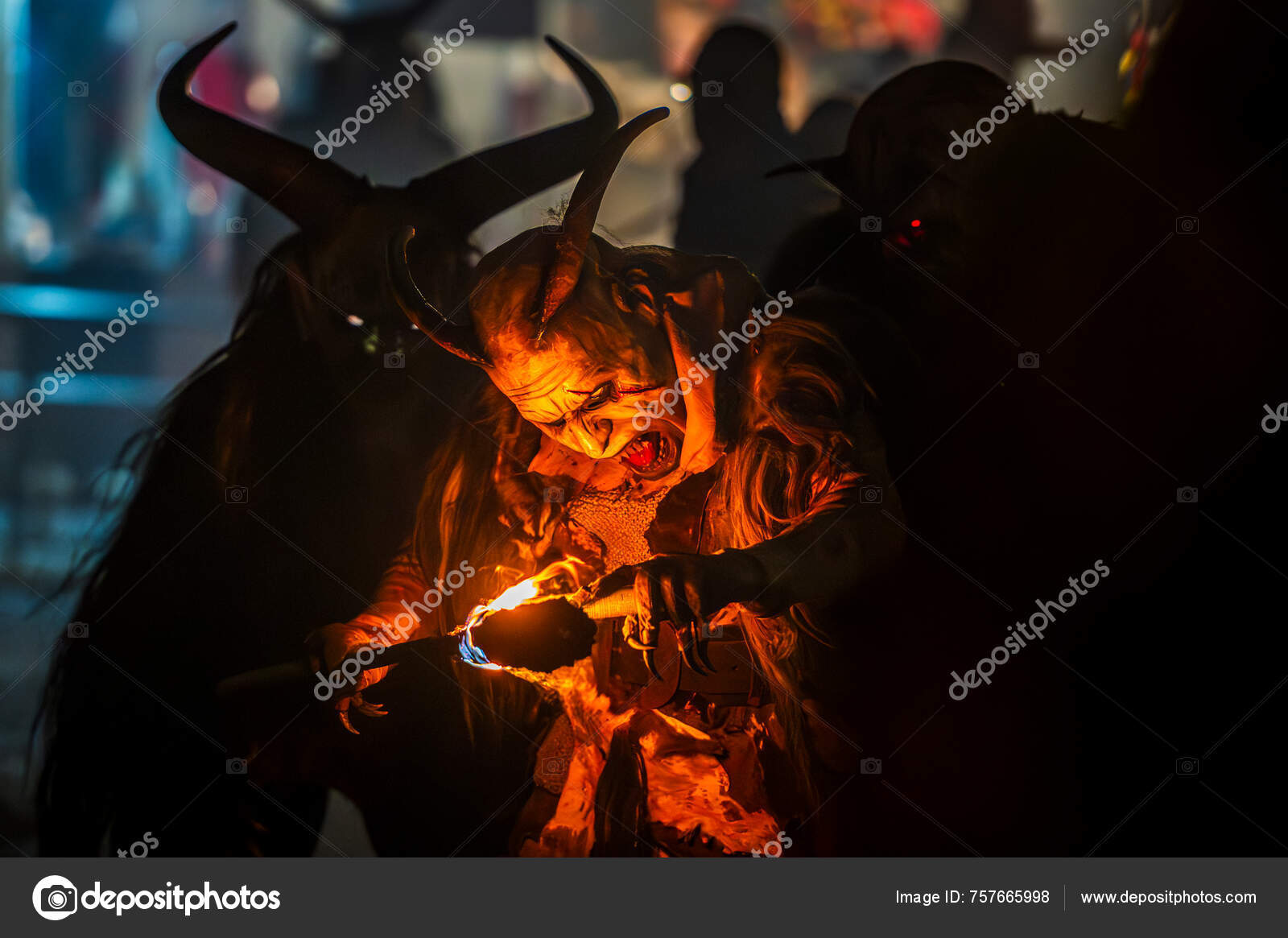 Christmas Devils Krampus Flames Birth Tradition Mountains Friuli ...