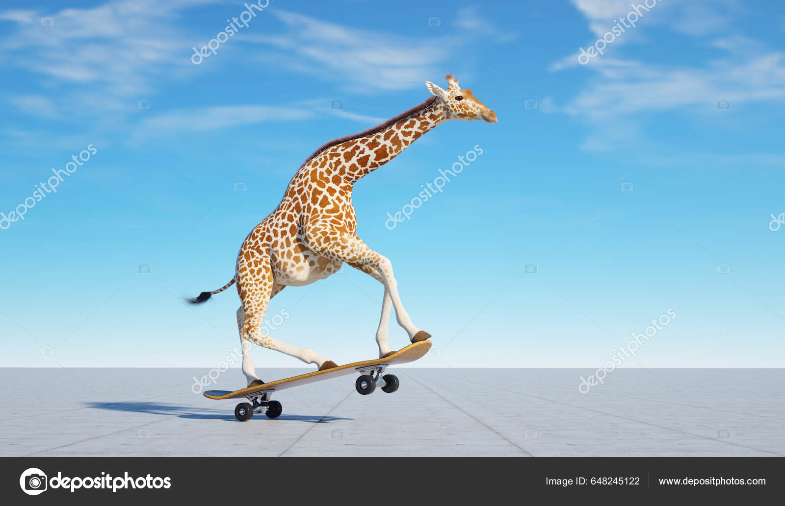 Giraffe Riding A Skateboard