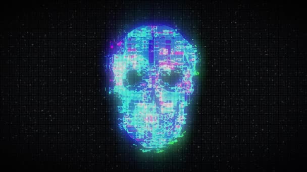 Human Skull Digital Old Screen Glitch Noise Pixel Interference ...