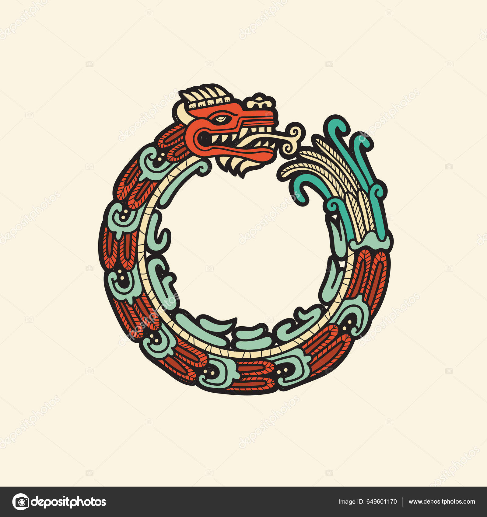 Dragón Azteca Dibujado Mano Quetzalcoatl Dios Mexicano Mitología Azteca ...