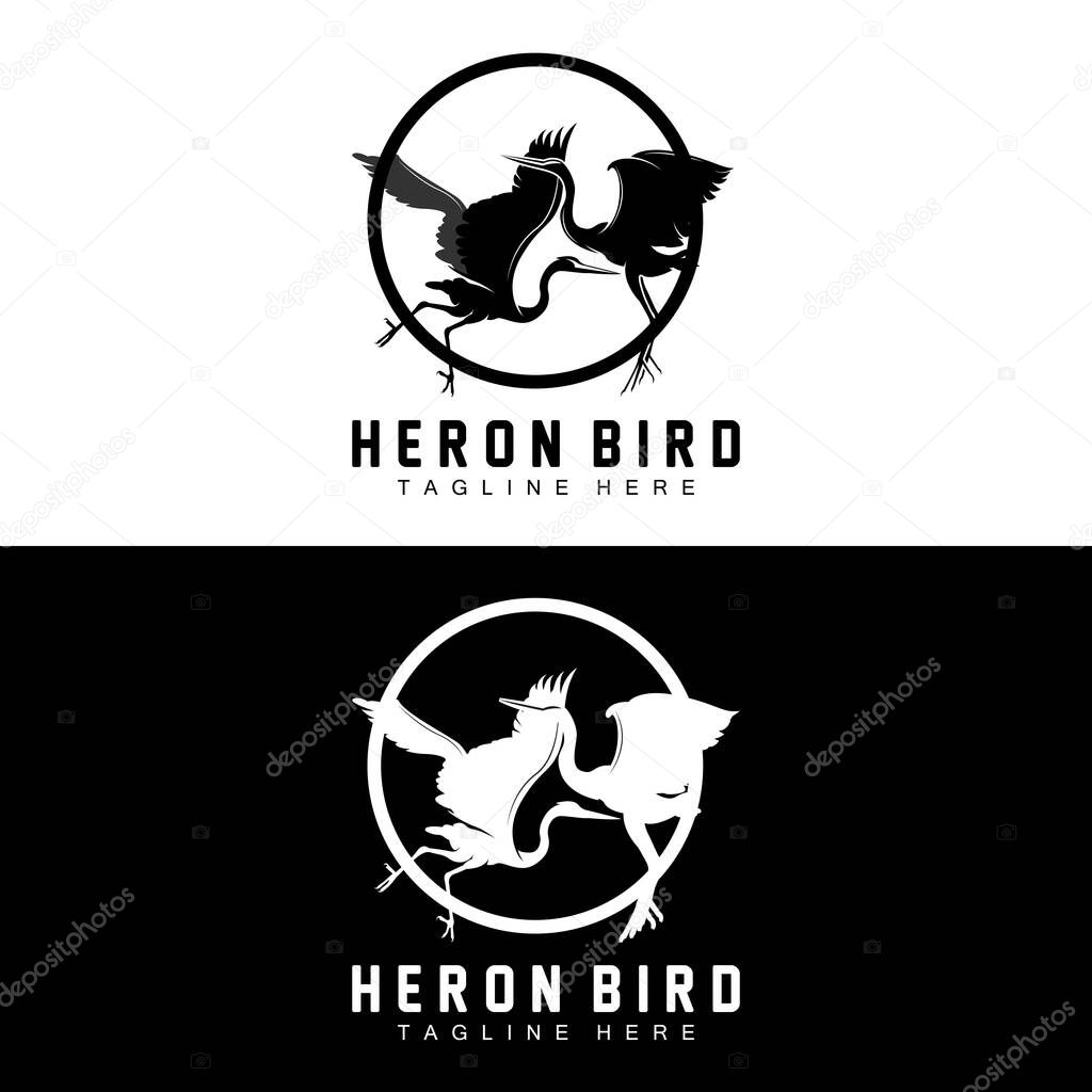 Dise o de logotipo de cig e a de garza de p jaro, Garza de aves volando en el vector del r o ...