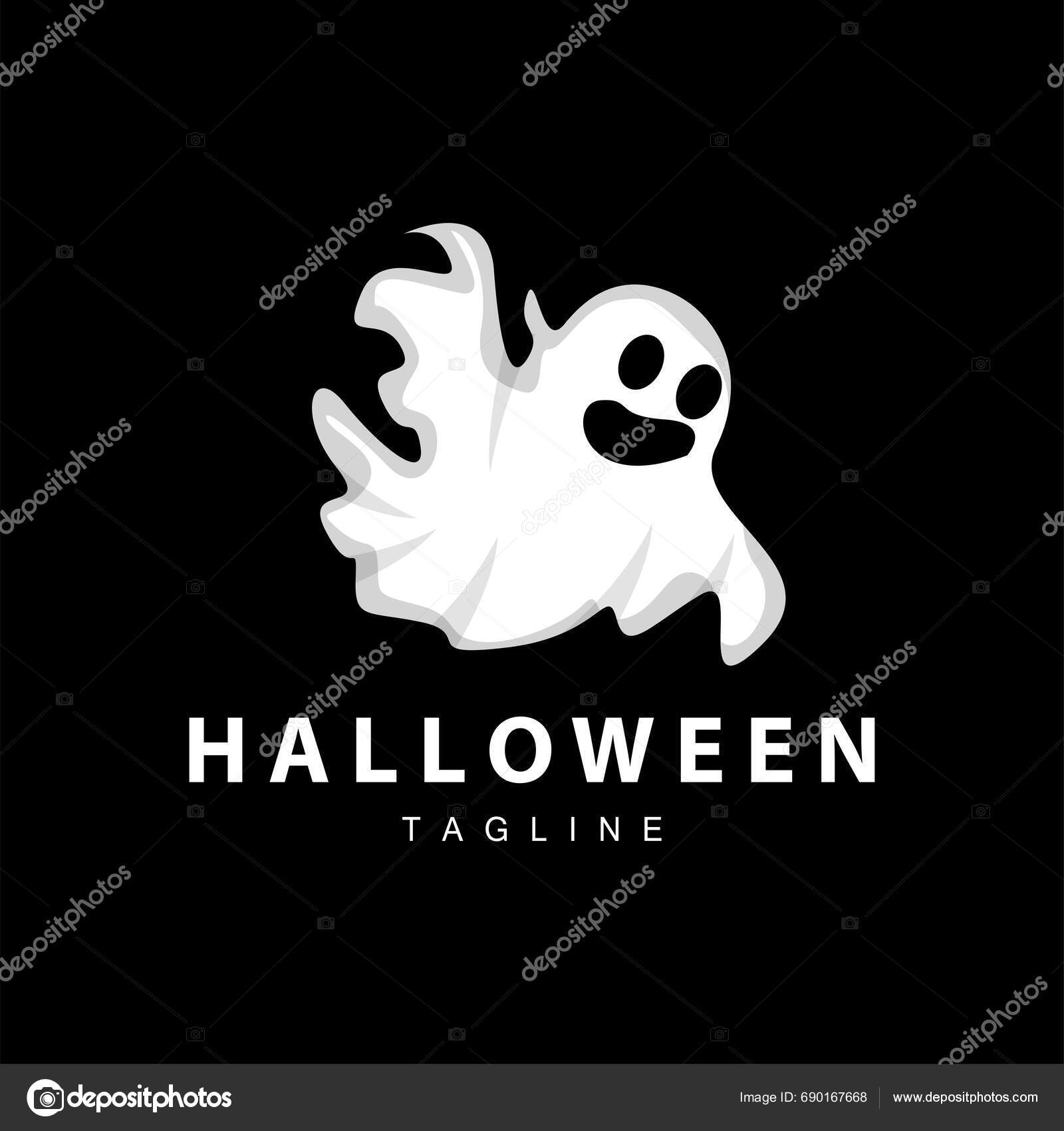 Spooky Ghost Logo Simple Halloween Cartoon Devil Design Illustration ...