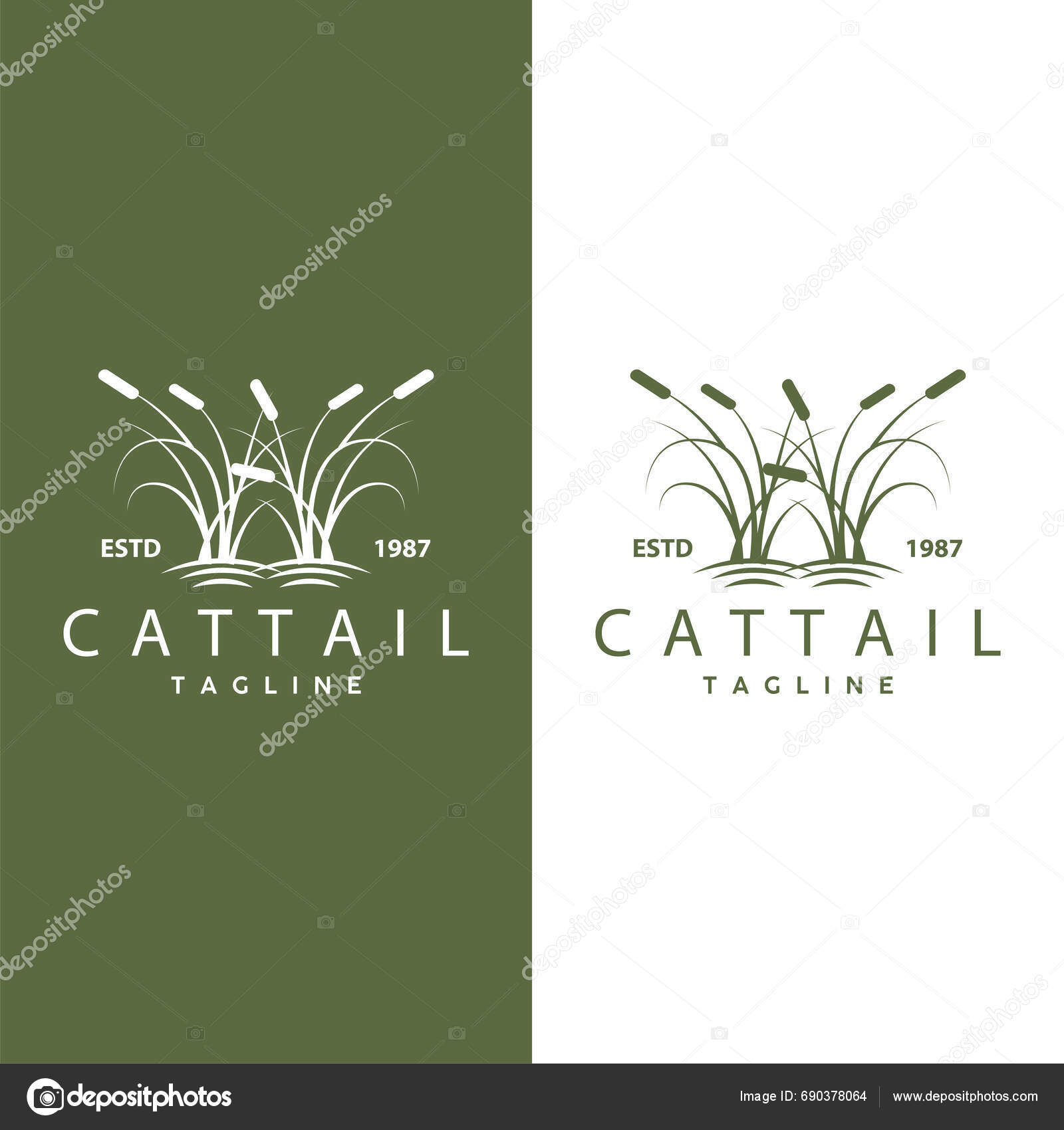 Cattail Logo Design Vector Simple Illustration Symbol Template Stock ...