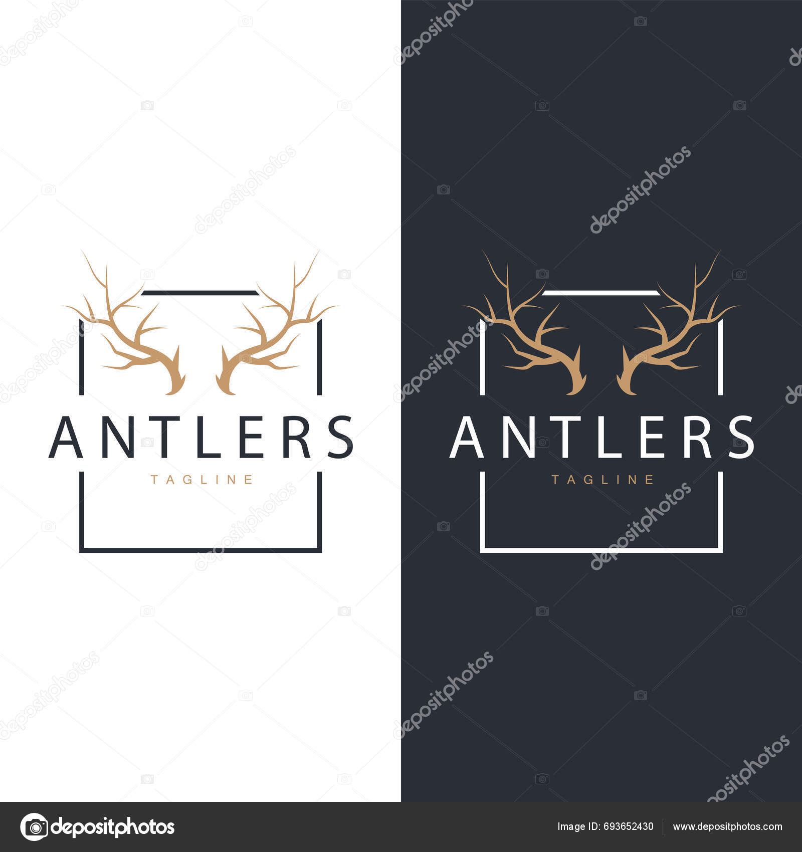 Deer Antlers Logo Design Hunter Antlers Forest Animal Symbol ...