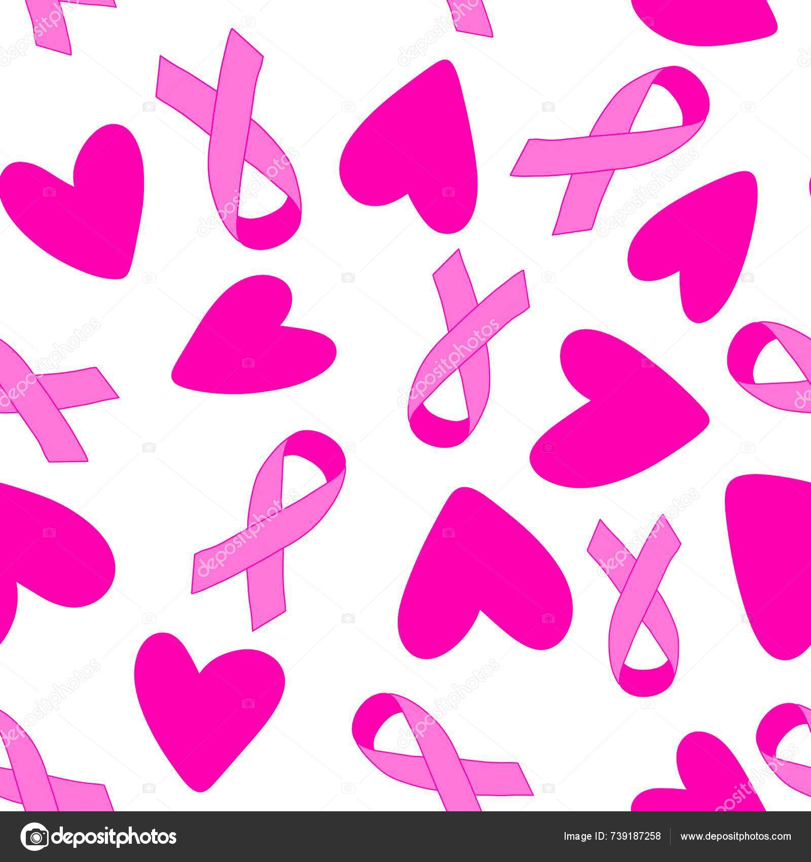 Breast Cancer Month Seamless Pink Ribbon Day Mammogram Pattern Wrapping ...