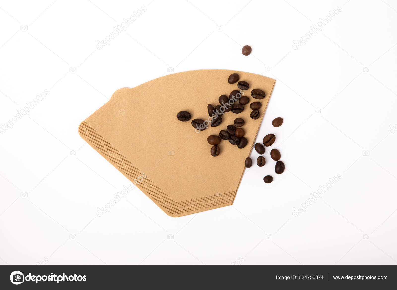 Coffee Filter Beans Ground Coffee Isolated White Background — Stock ...